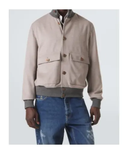 Brunello Cucinelli Cashmere-trimmed Wool Bomber Jacket