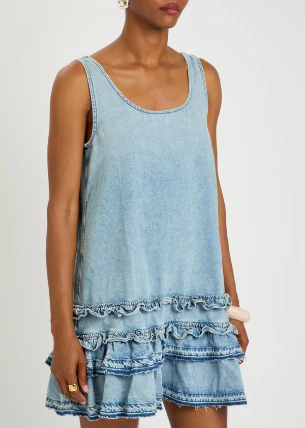 GANNI Frill Denim Mini Dress