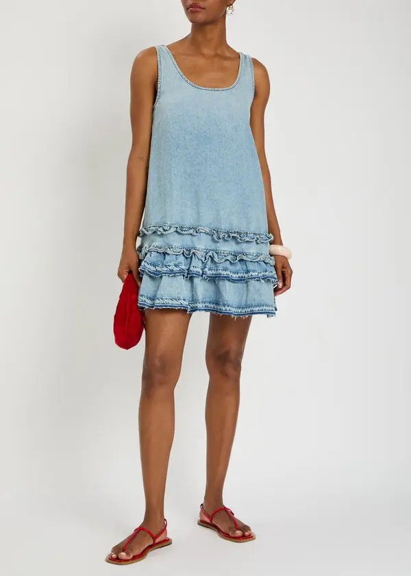GANNI Frill Denim Mini Dress