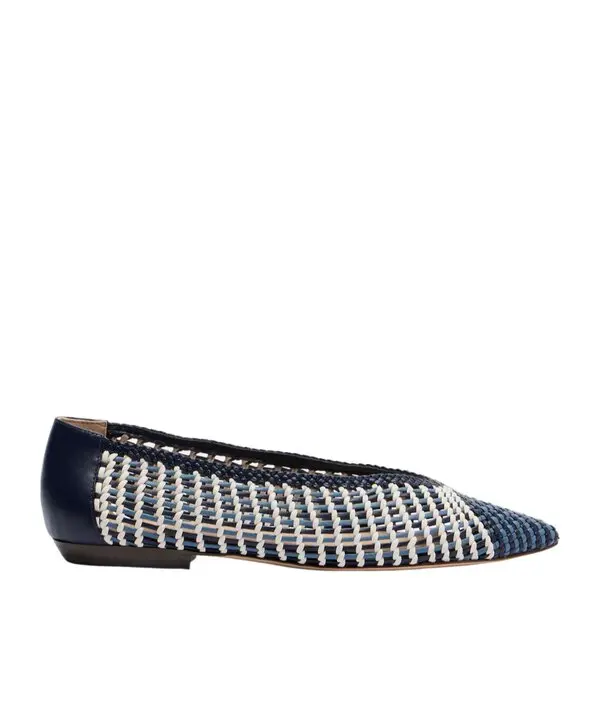 Veronica Beard Bancroft Woven Leather Ballet Flats - Black