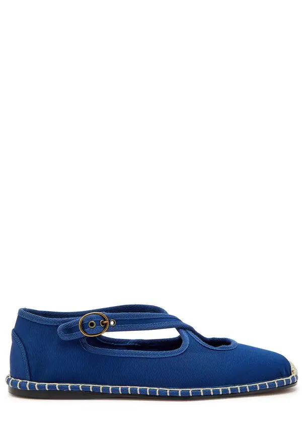 Polo Ralph Lauren Cross-over Grosgrain Espadrille Mary Jane Flats - Navy