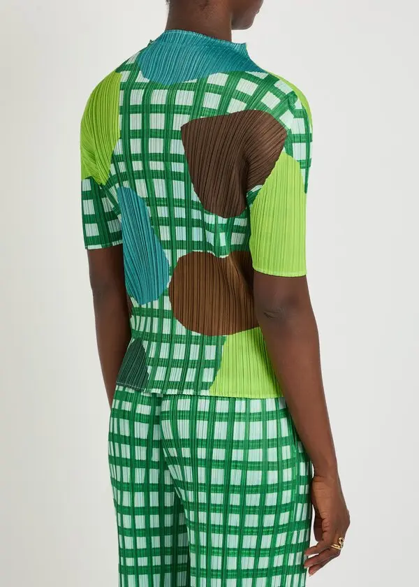 Issey Miyake Printed Pleated Woven Top