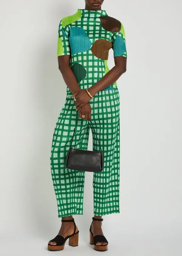 Issey Miyake Printed Pleated Woven Top
