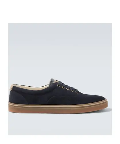 Brunello Cucinelli Leather-trimmed Suede Sneakers