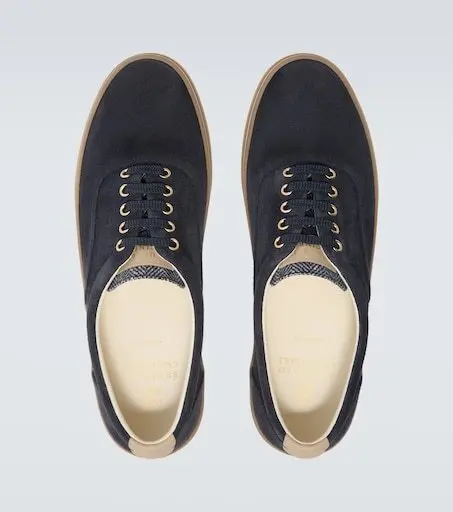 Brunello Cucinelli Leather-trimmed Suede Sneakers