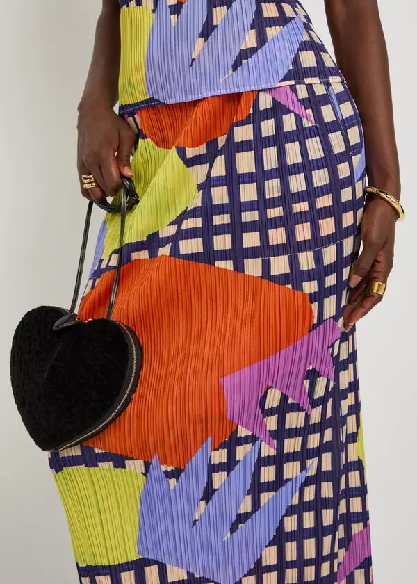 Issey Miyake Printed Pleated Midi Skirt