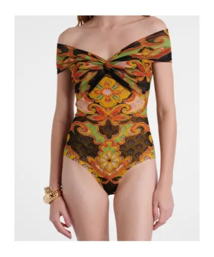 Etro Printed Off-shoulder Bodysuit