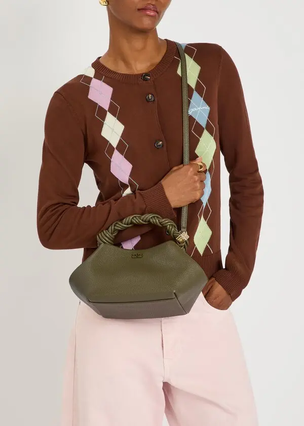GANNI Bou Small Grained Leather Top Handle Bag