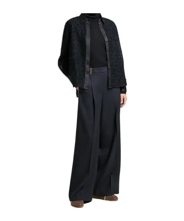 Peserico Pleated Wide-leg Trousers - Cosmic Blue