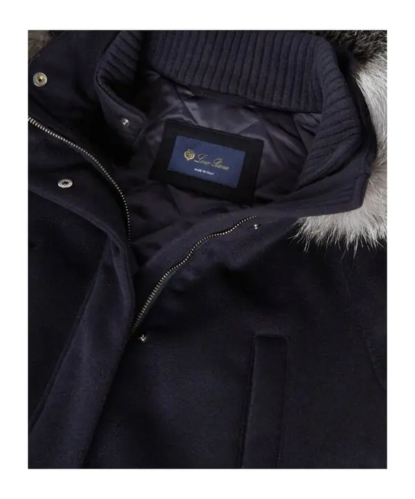 Loro Piana Hooded Cotton Suit With Fur Collar