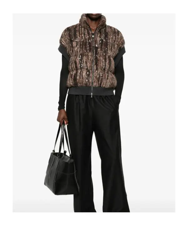 Brunello Cucinelli High-necked Sleeveless Cotton Coat