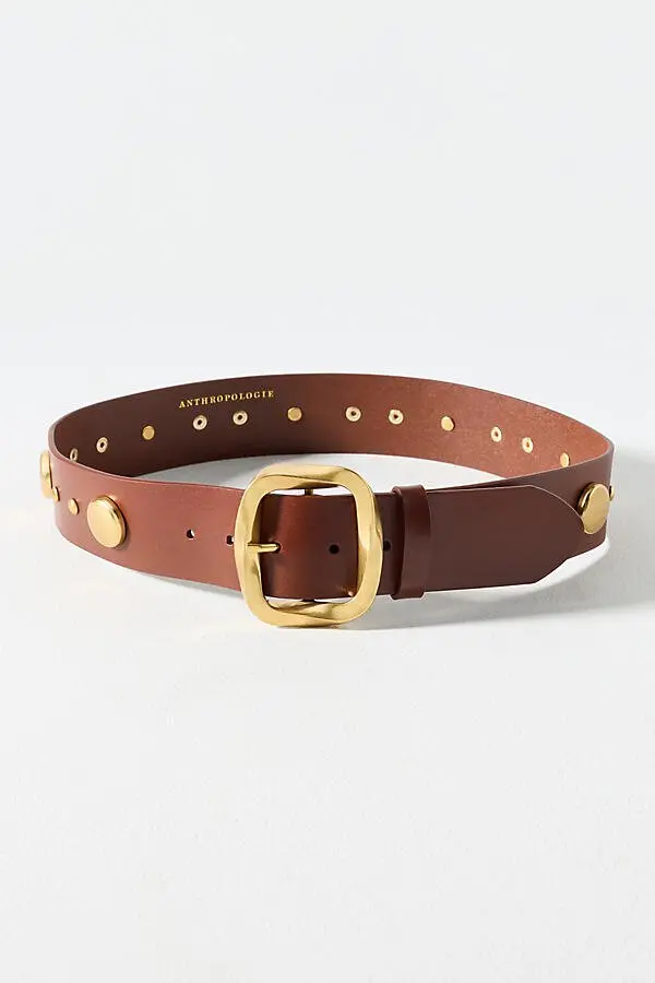 Anthropologie Studded Wrapped Buckle Belt - Brown