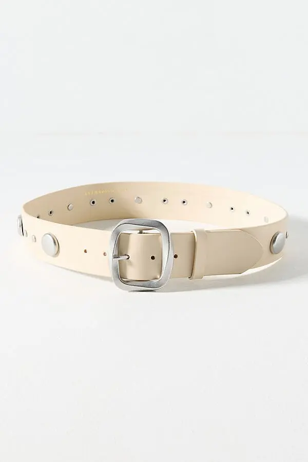 Anthropologie Studded Wrapped Buckle Belt - Ivory