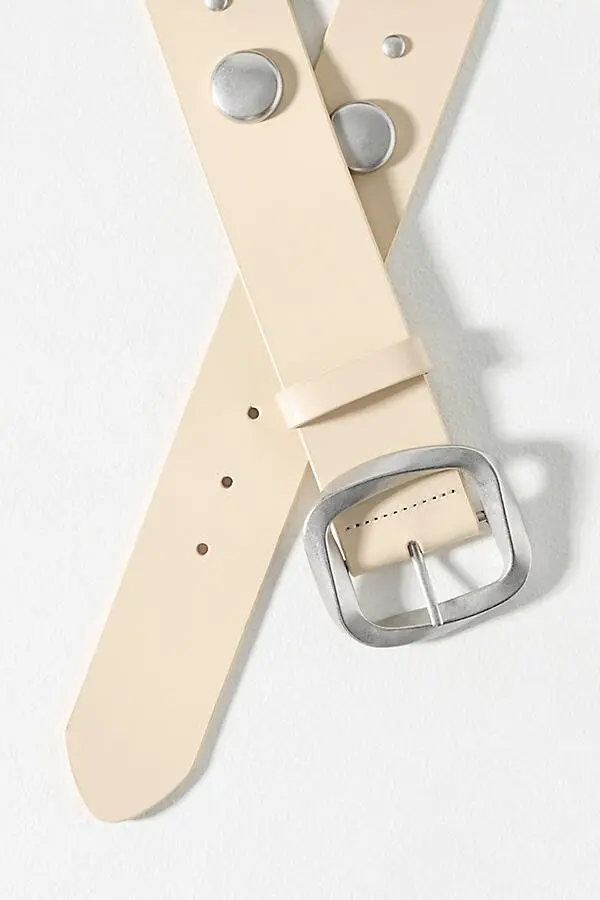 Anthropologie Studded Wrapped Buckle Belt - Ivory