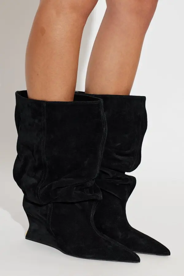 Balmain Suede Wedge Ankle Boots