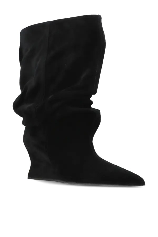 Balmain Suede Wedge Ankle Boots