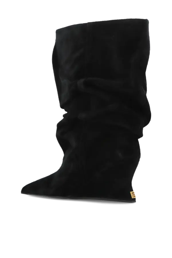 Balmain Suede Wedge Ankle Boots