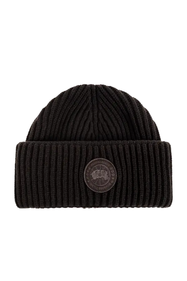 Canada Goose Wool Beanie With Logo Patch - Brown