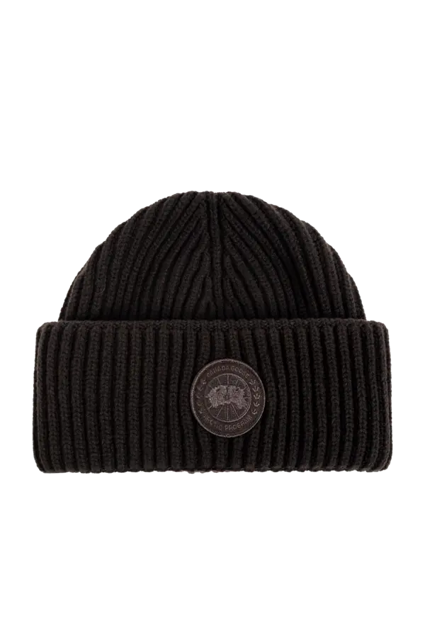 Canada Goose Wool Beanie With Logo Patch - Brown