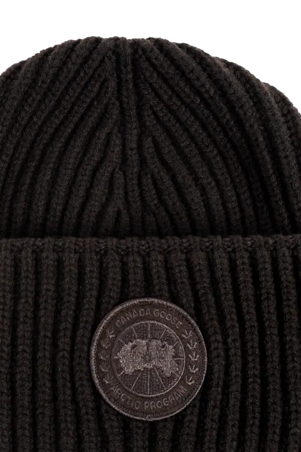 Canada Goose Wool Beanie With Logo Patch - Brown