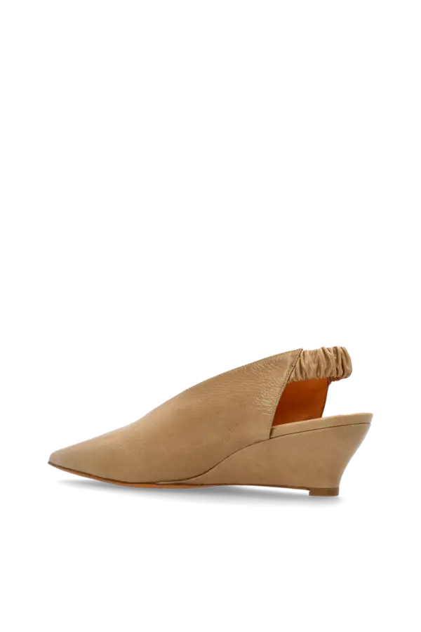 ODISSI Leather Pointed Toe Wedge Slingback Shoes