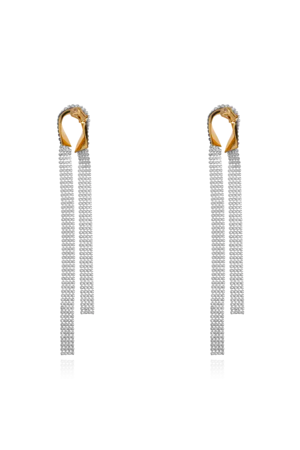 LANVIN Long Clip-on Earrings With Shimmering Crystals