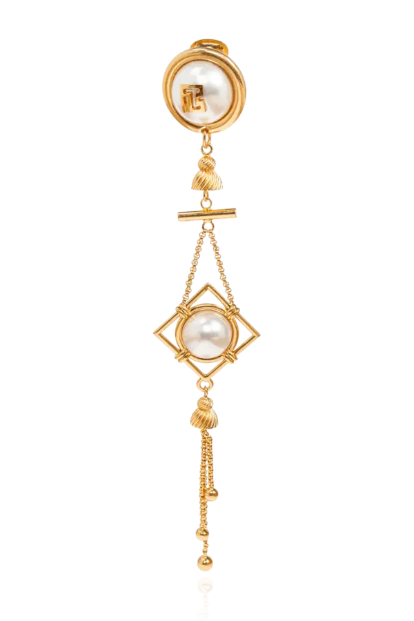 Balmain Long Earrings With Glass Pearls