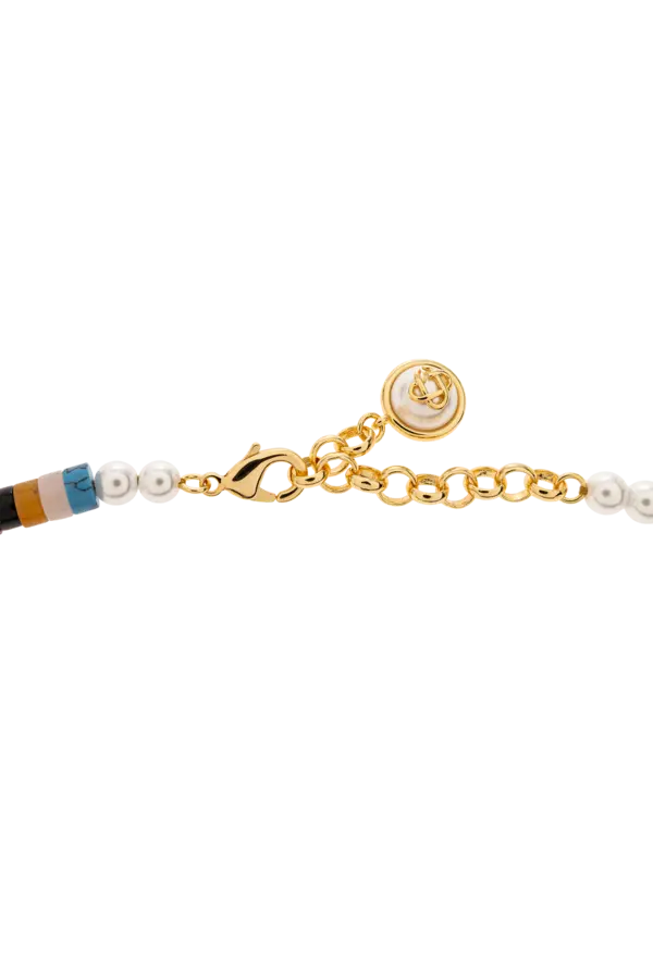 Casablanca Medallion Necklace With Gemstones And Pearls - Multicolour