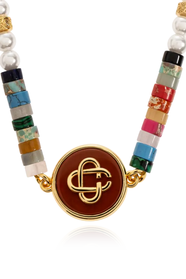 Casablanca Medallion Necklace With Gemstones And Pearls - Multicolour