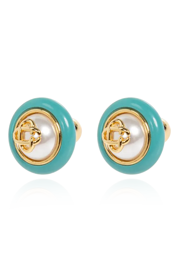 Casablanca Pearl And Turquoise Stud Earrings - Gold