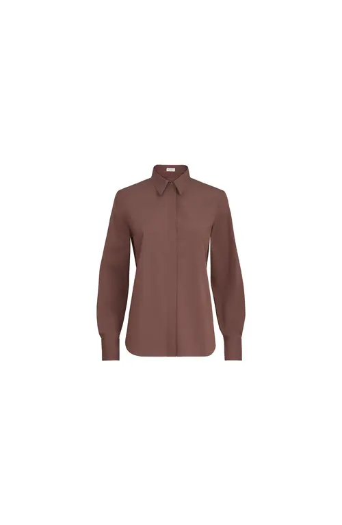 Brunello Cucinelli Stretch Cotton Poplin Shirt With Embellished Collar - Grape