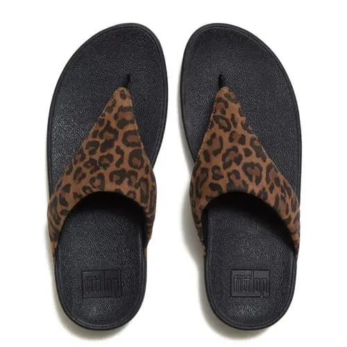 Fitflop Lulu Suede Leopard Toe-post Sandals
