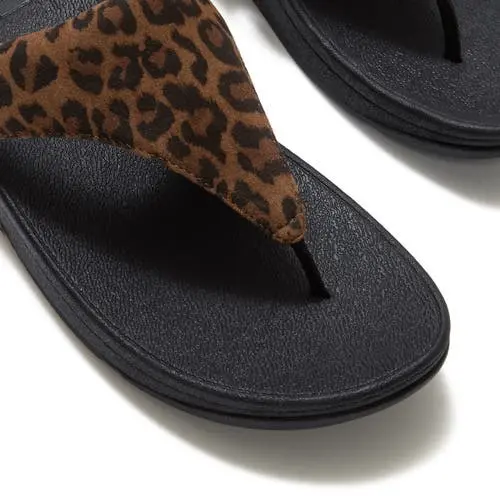Fitflop Lulu Suede Leopard Toe-post Sandals