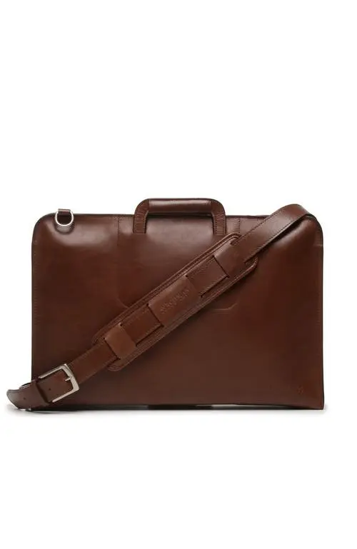KORCHMAR Jackson Zippered Leather Briefcase - Brown