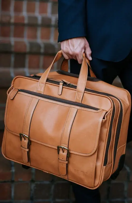 KORCHMAR Kenton Wheeled Leather Travel Briefcase