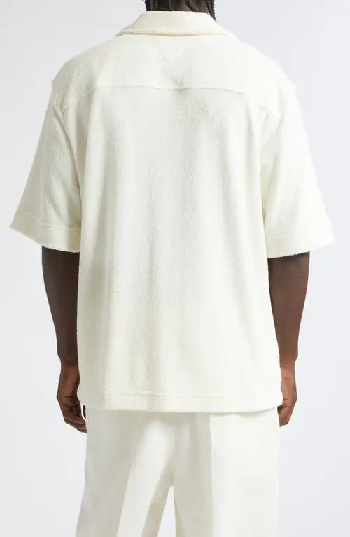 Bottega Veneta Short Sleeve Cotton Blend Terrycloth Button-up Shirt