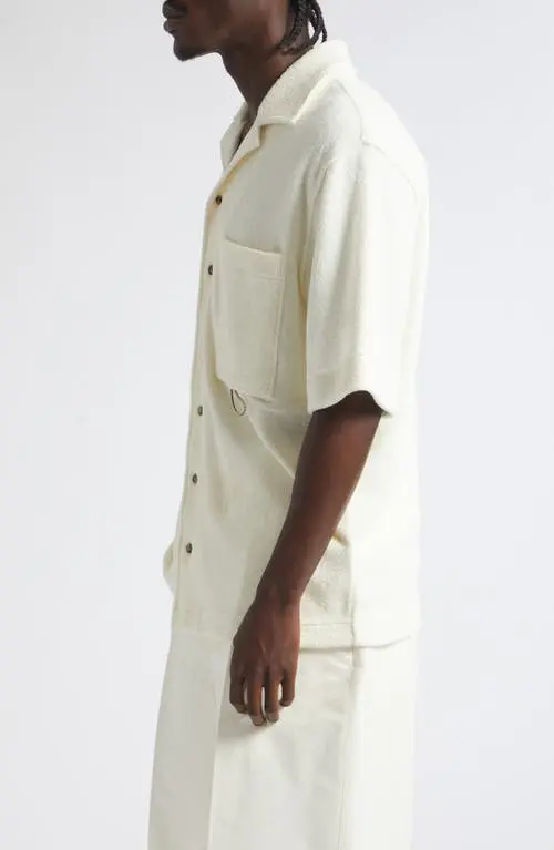 Bottega Veneta Short Sleeve Cotton Blend Terrycloth Button-up Shirt