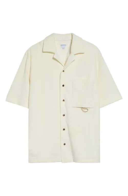Bottega Veneta Short Sleeve Cotton Blend Terrycloth Button-up Shirt