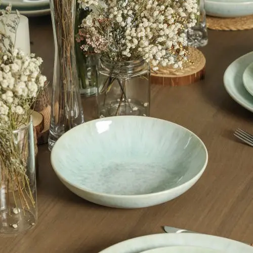 STONE + LAIN Riley 8-piece Pasta Bowl Set Stoneware - Seafoam