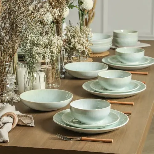 STONE + LAIN Riley 8-piece Pasta Bowl Set Stoneware - Seafoam