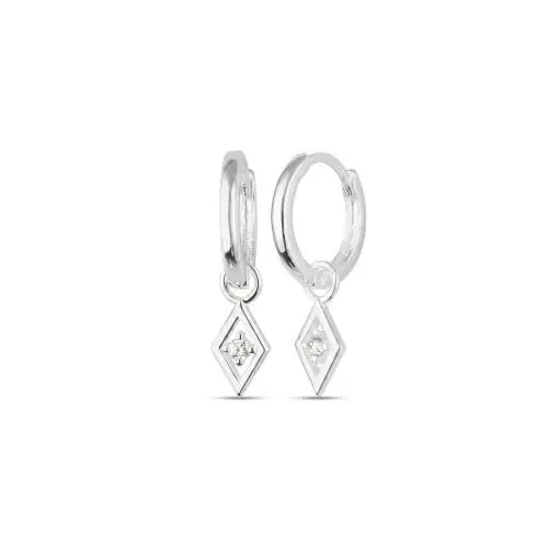 SPERO LONDON Sterling Rhombus Pave Spike Drop Earring - Silver