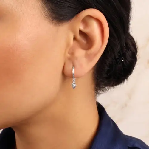 SPERO LONDON Sterling Rhombus Pave Spike Drop Earrings - Silver