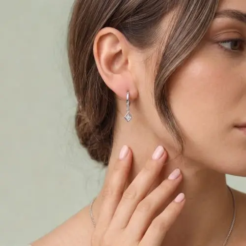 SPERO LONDON Sterling Rhombus Pave Spike Drop Earrings - Silver