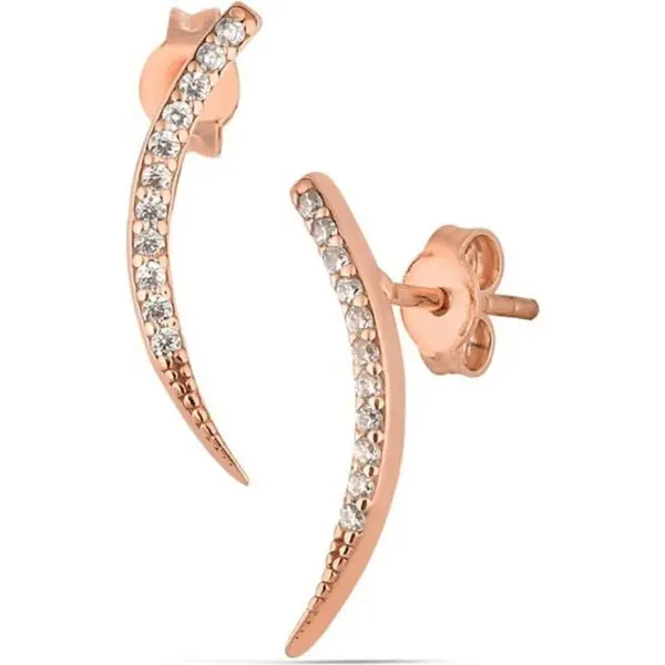 SPERO LONDON Sterling Fishbone Earrings With Sparkling Stones - Gold