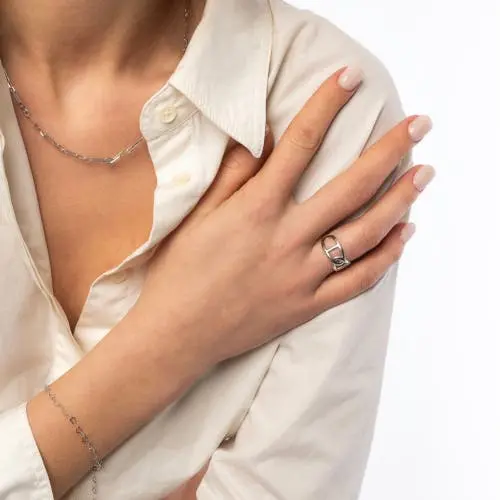 SPERO LONDON Large Chain Ring Sterling - Silver