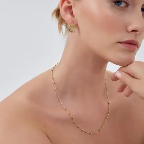 SPERO LONDON Dorissa Multicolour Sterling Silver Beaded Necklace - Gold