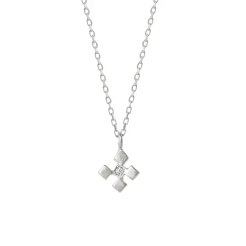 SPERO LONDON Sterling Natural Textured Pendant Necklace With Crystal - Silver