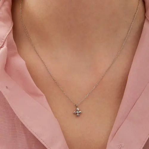 SPERO LONDON Sterling Natural Textured Pendant Necklace With Crystal - Silver