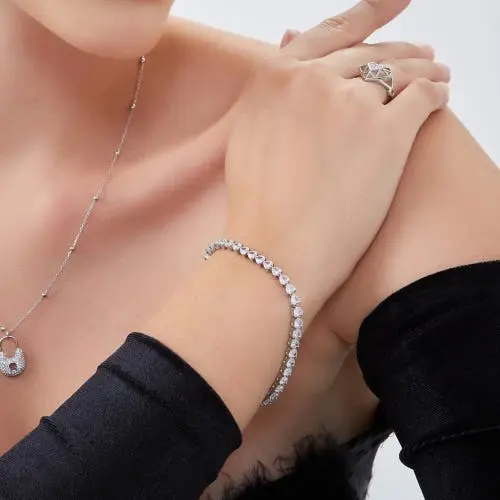 SPERO LONDON Sterling Heart Tennis Bracelet