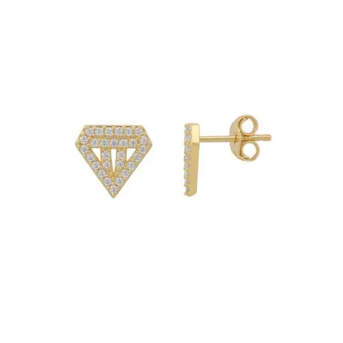 SPERO LONDON Sterling Diamond Stud Earring - Gold